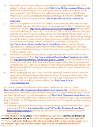 French 1 food webquest | DOC