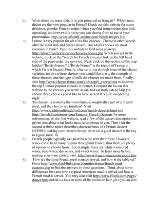 French 1 food webquest | DOC