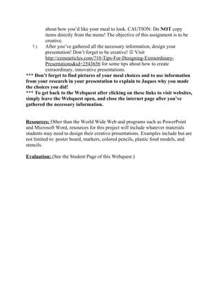 French 1 food webquest | DOC