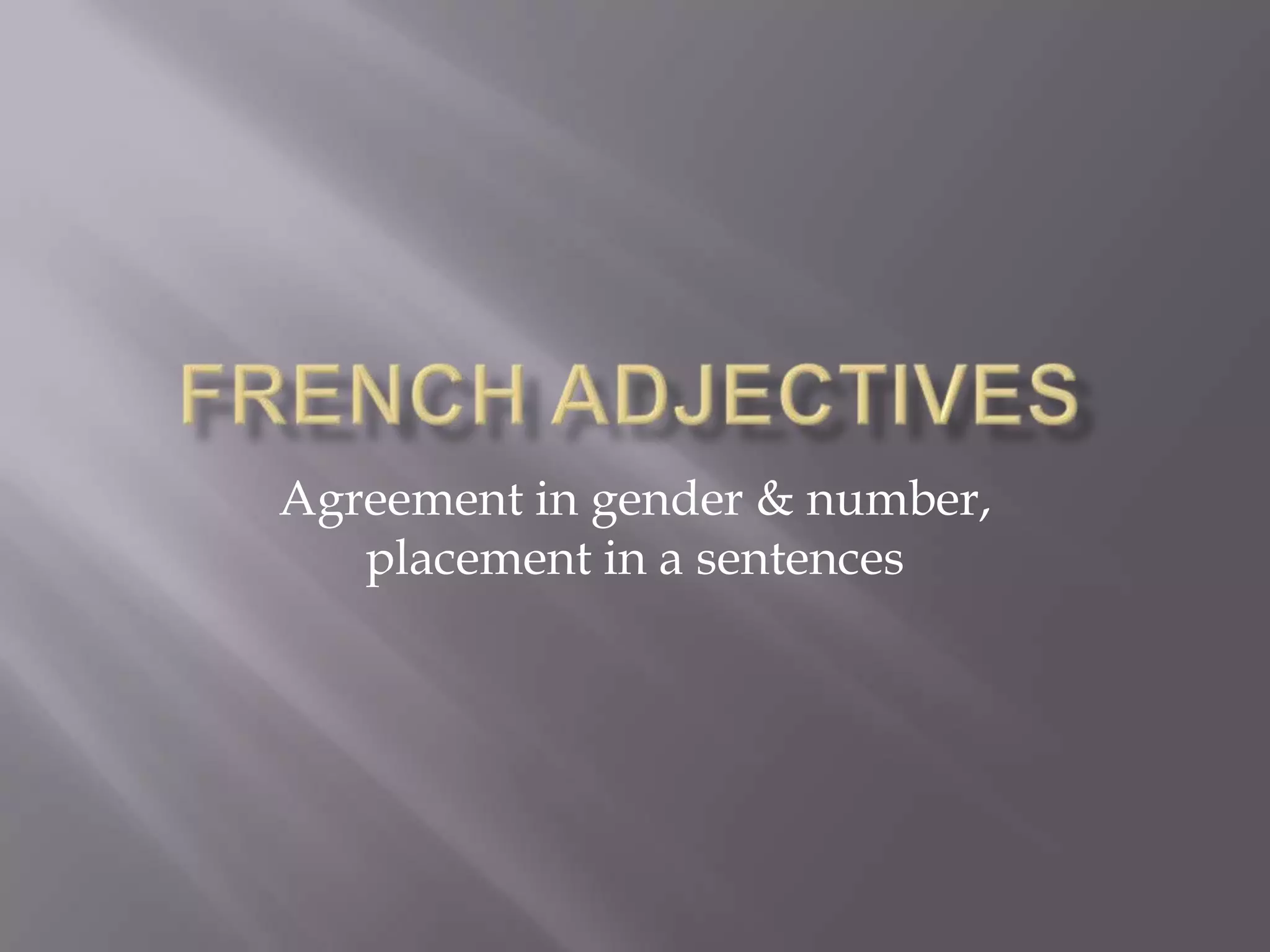 French adjectives | PPTX