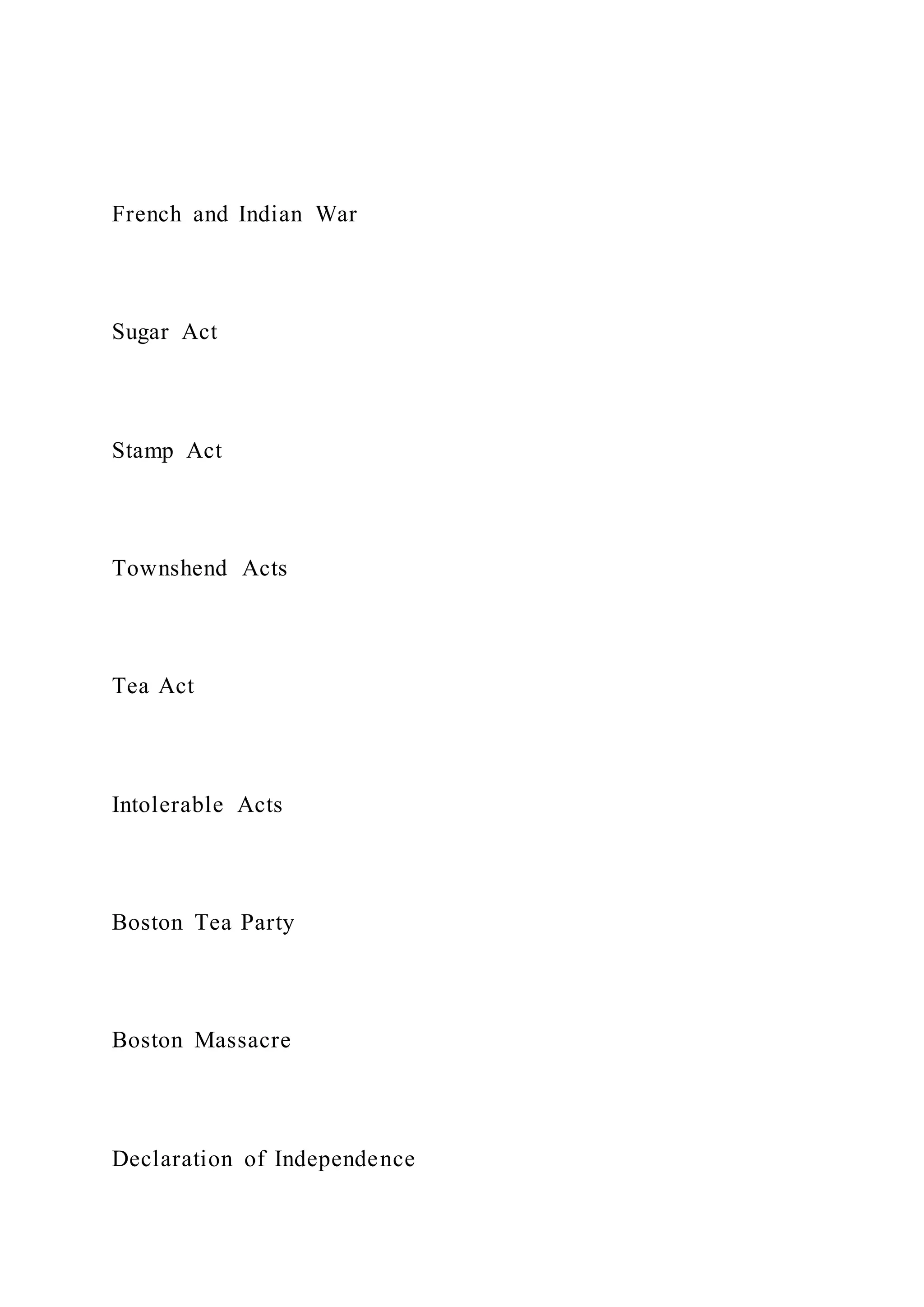 French and Indian WarSugar ActStamp ActT | DOCX