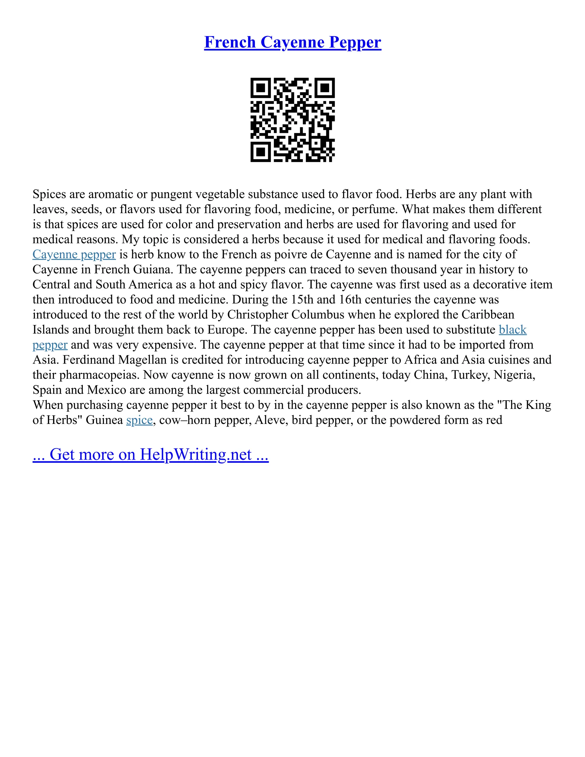 French Cayenne Pepper | PDF