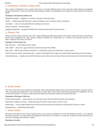 French classical menu with description and examples | PDF