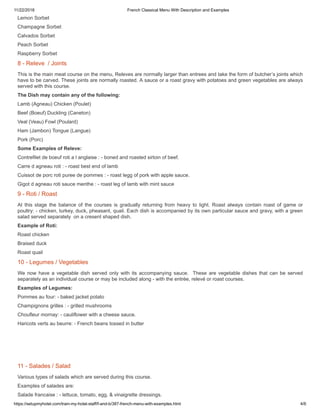 French classical menu with description and examples | PDF