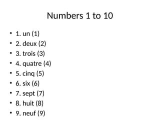 Counting in French from 1 to 40_beginners | PPTX