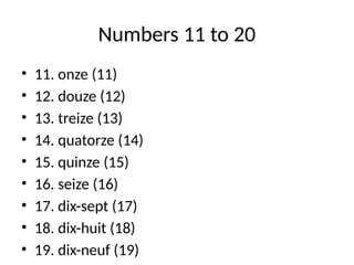 Counting in French from 1 to 40_beginners | PPTX
