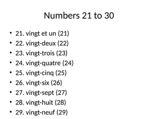 Counting in French from 1 to 40_beginners | PPTX