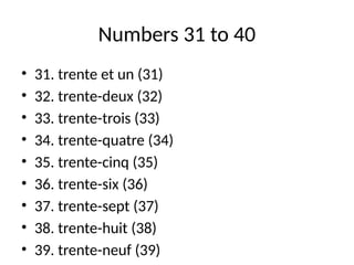 Counting in French from 1 to 40_beginners | PPTX