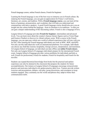 French language course and classes | DOCX | Education