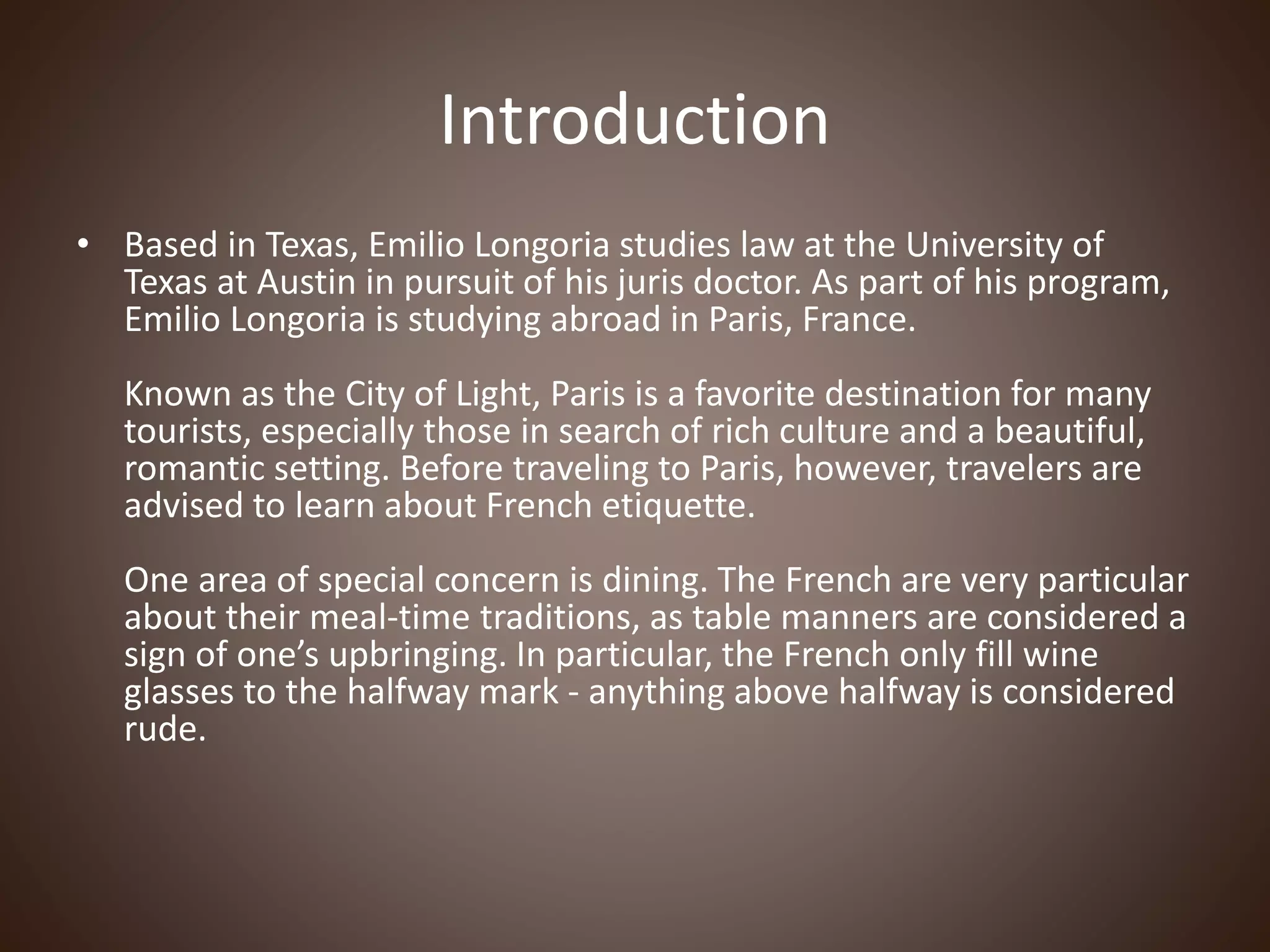 French Dining Etiquette | PPTX