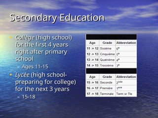 The French education system in Cecile ppt | PPT