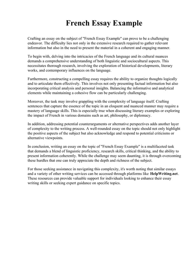 French Essay Example. Oak Point University | PDF