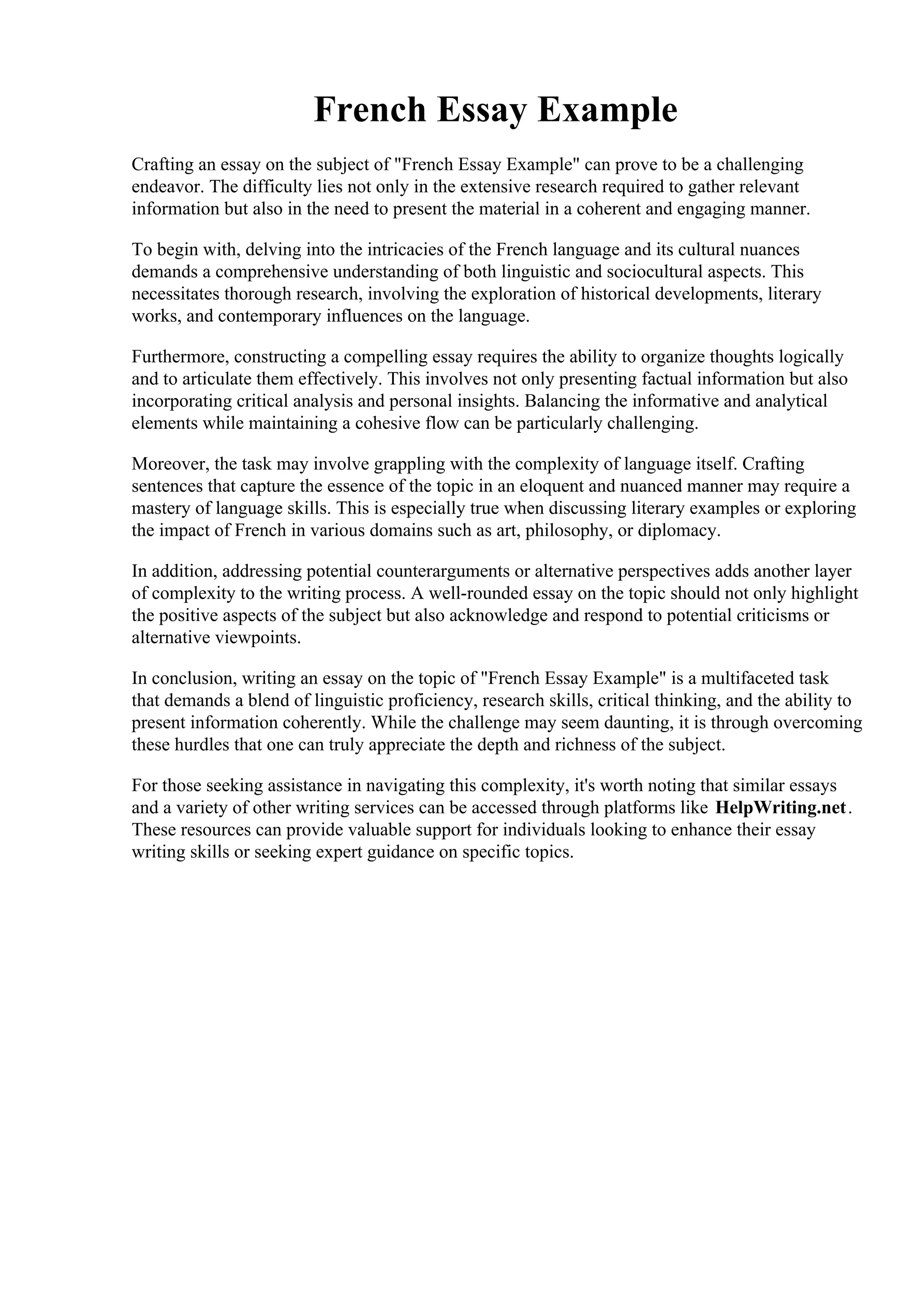 French Essay Example | PDF