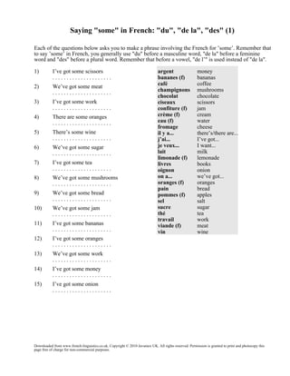 French grammar sheets | PDF
