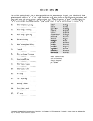 French grammar sheets | PDF