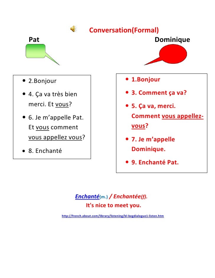 French greeting activity