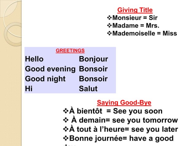 FRENCH: GREETING | PPTX