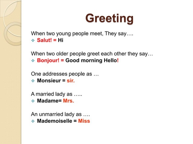 FRENCH: GREETING | PPTX