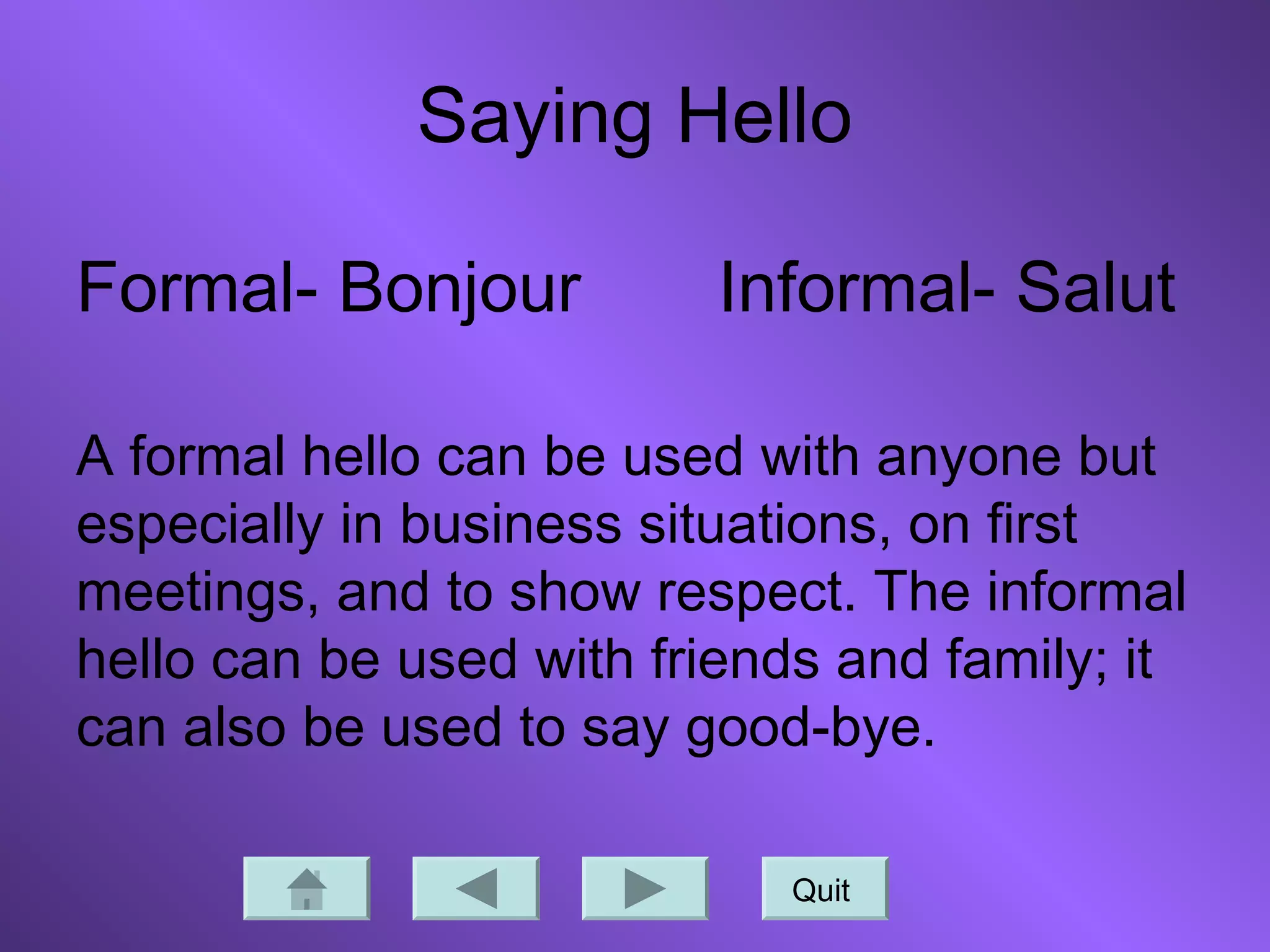 Frenchgreetings adapted from grace conley | PPT