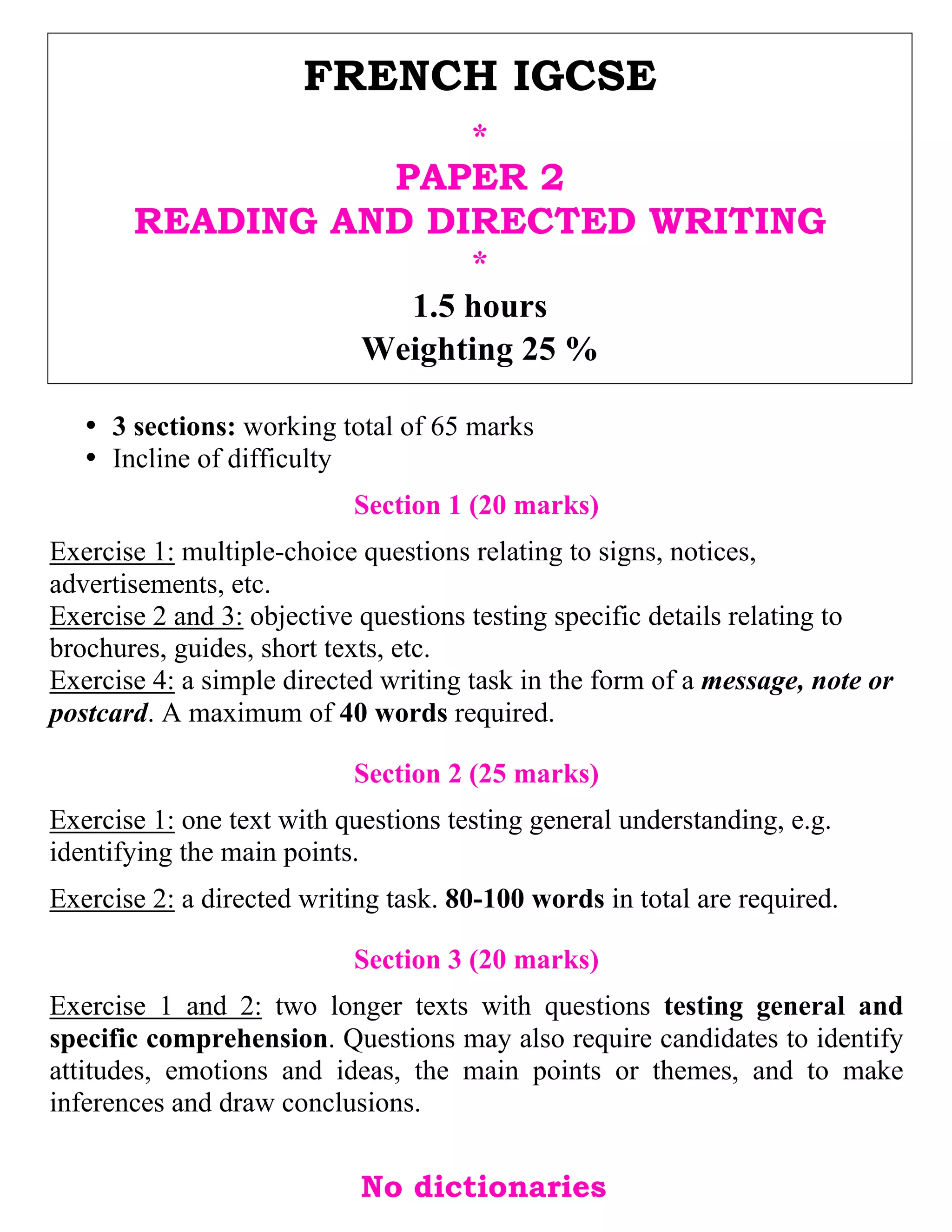 French igcse paper2 | PDF