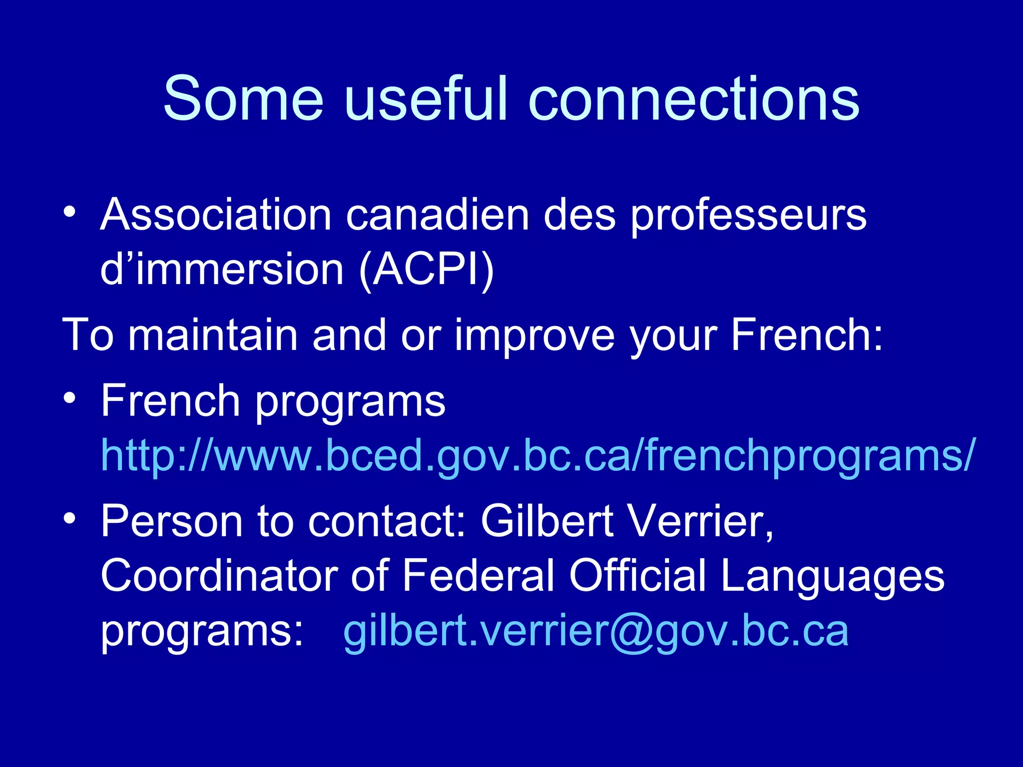 French immersion for student teachers | PPT