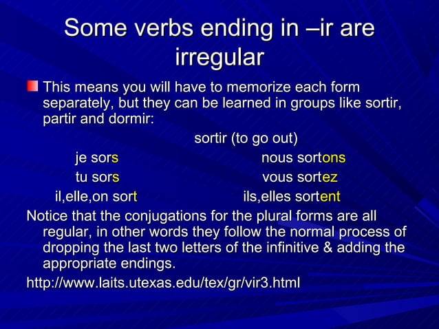 French –ir verbs | PPT