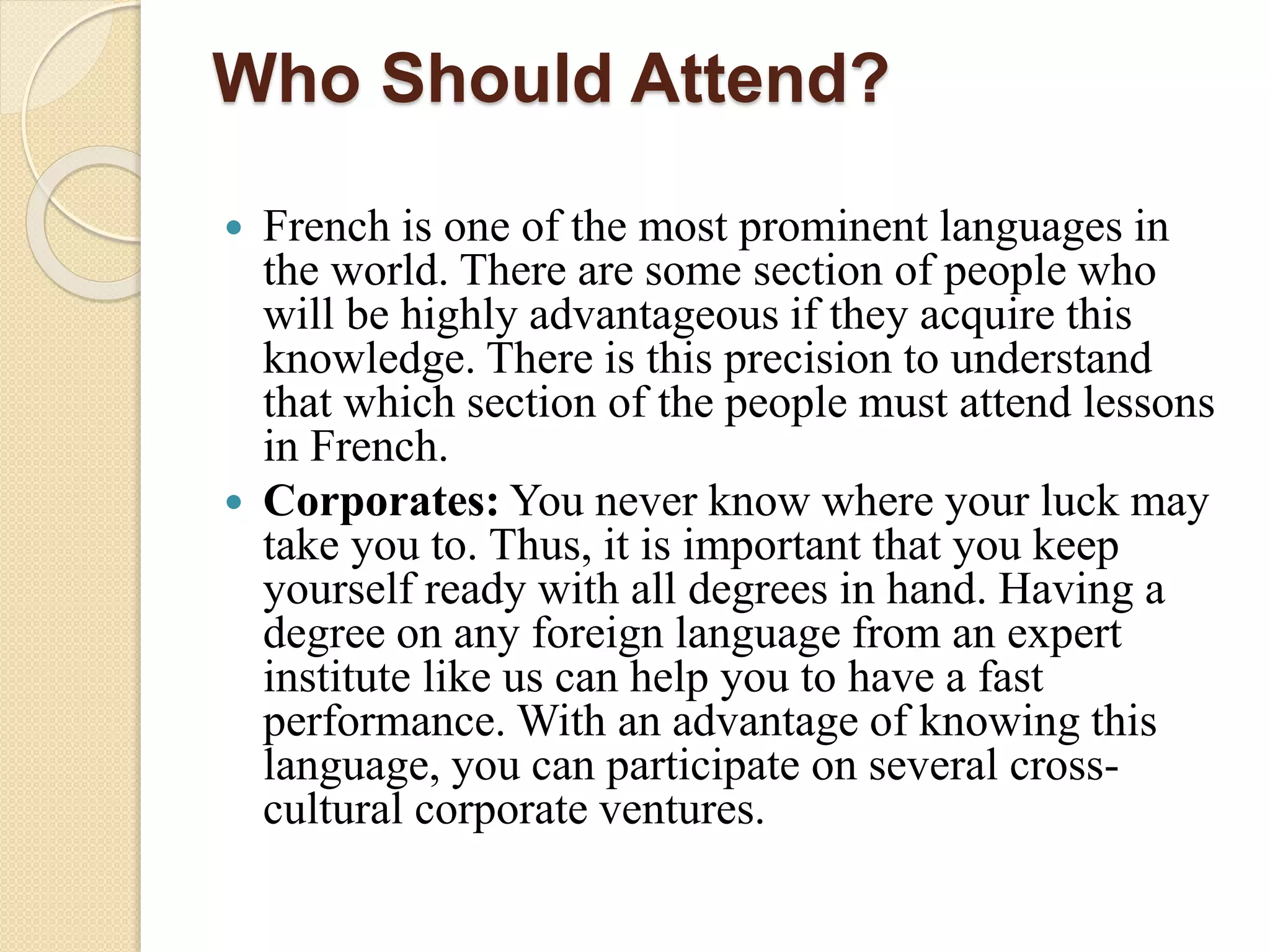 French language classes | PPT