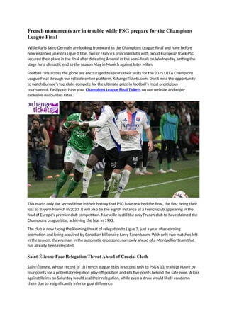 French monuments are in trouble while PSG prepare for the Champions League Final.docx