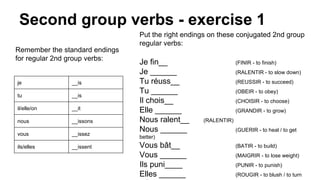 French regular verbs - second group (-ir) (present tense) | PPT