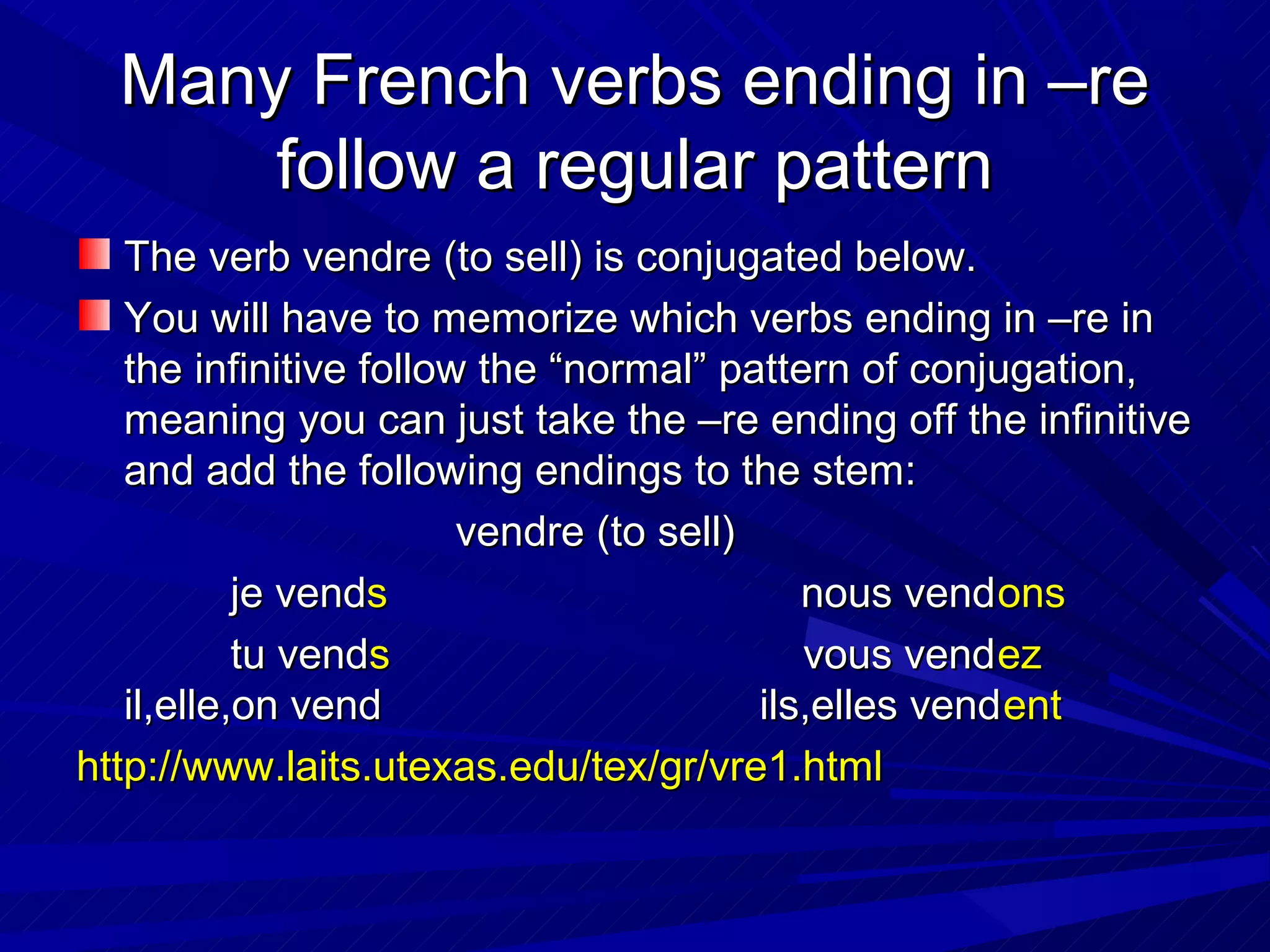 French re Verbs PPT french-re-verbs-ppt