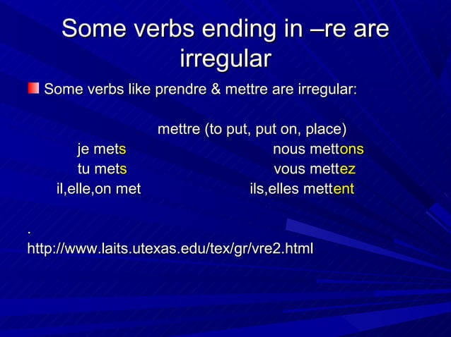 French –re verbs | PPT