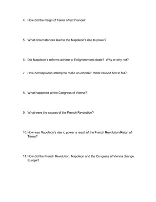 French revolution and napoleon unit outline 2010 | DOCX