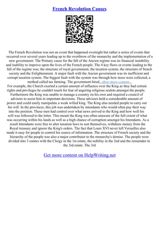 French Revolution Causes Essay | PDF | Economy | Business and Finance