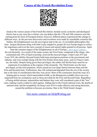 French Revolution Causes Essay | PDF