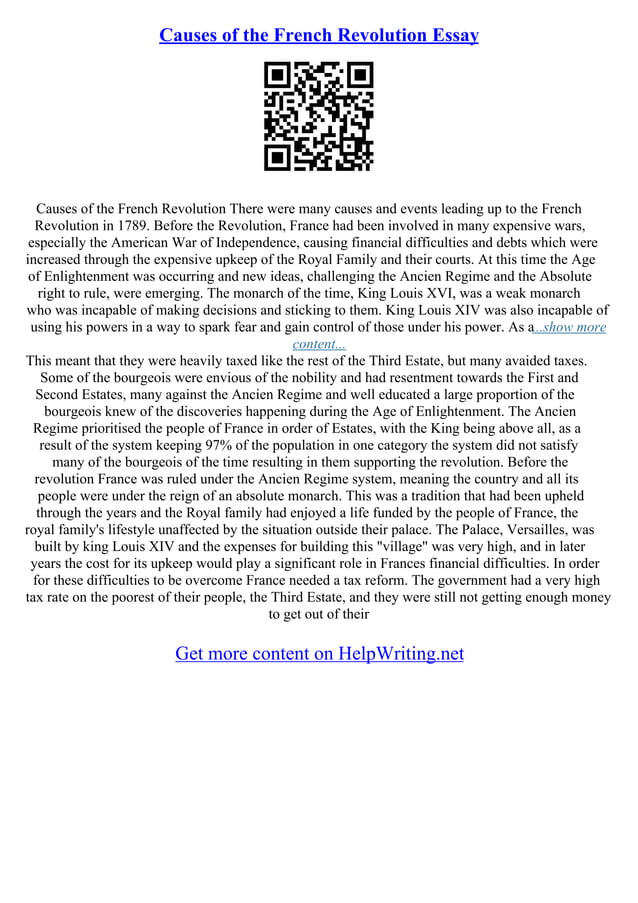 French Revolution Causes Essay | PDF | Economy | Business and Finance