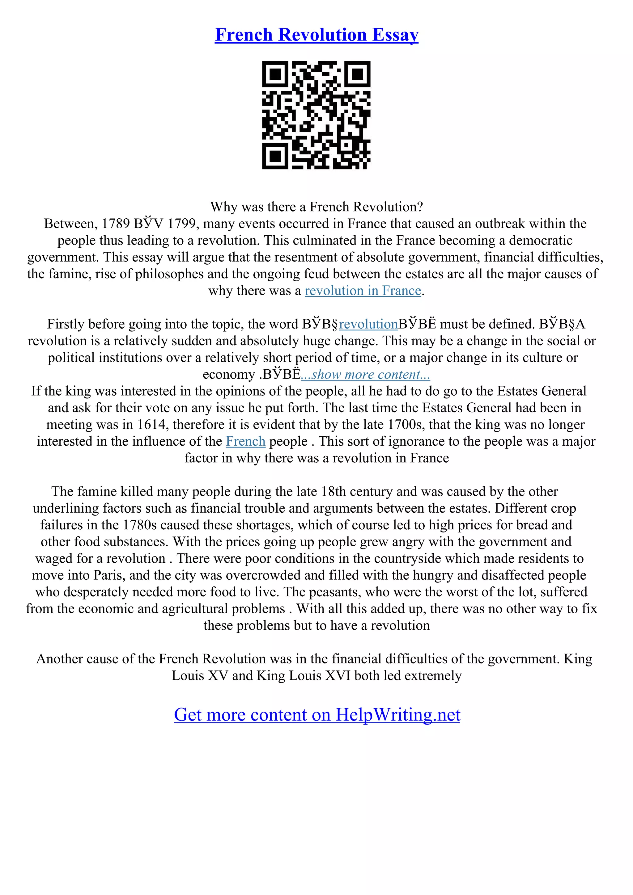 French Revolution Essay Topics | PDF