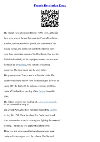 French Revolution Essay Topics | PDF