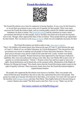 French Revolution Essay Topics | PDF