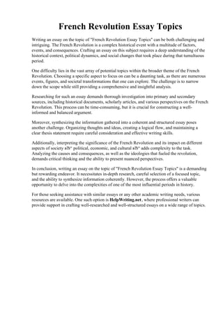 French Revolution Essay Topics.pdf