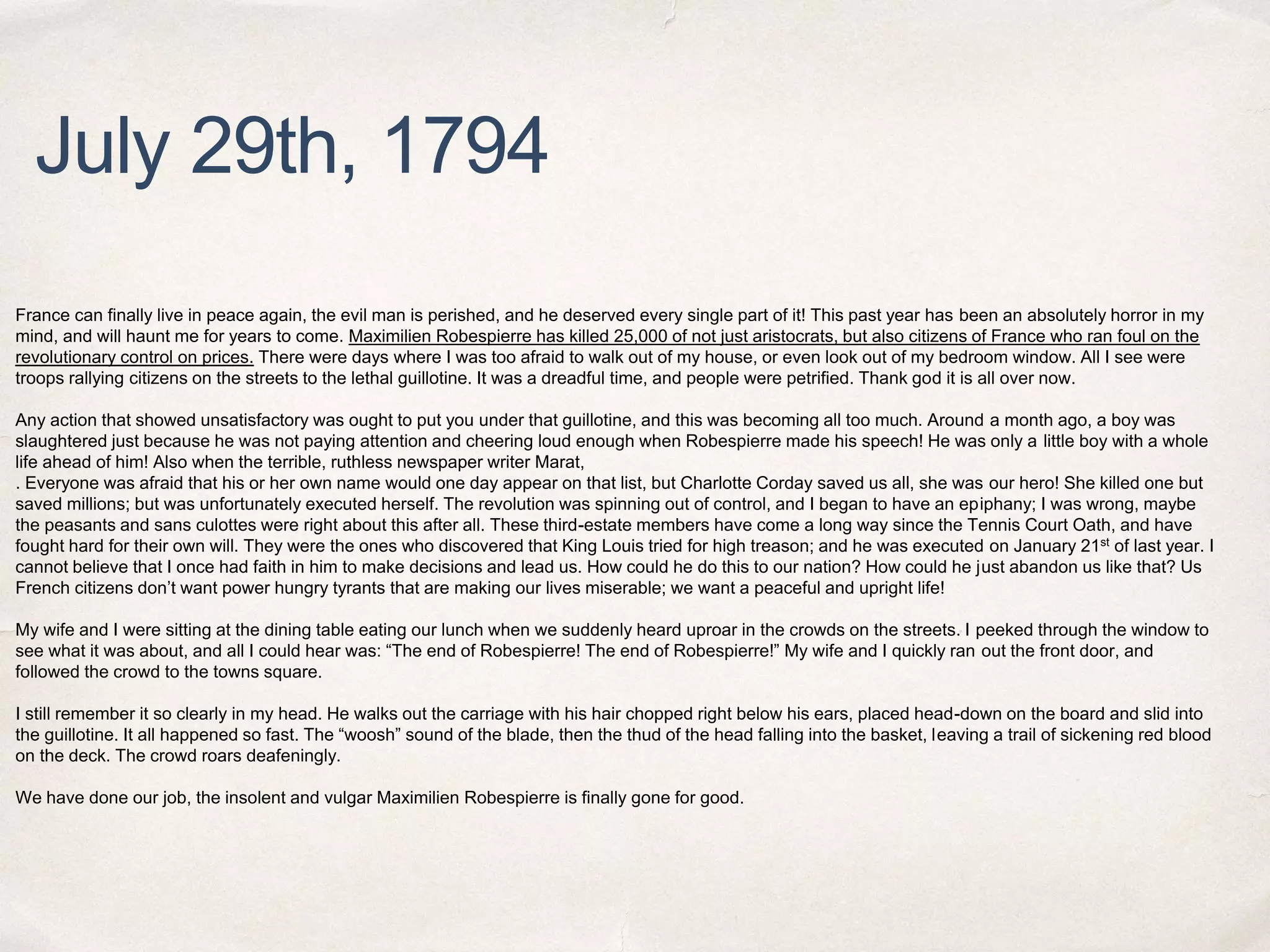 French revolution journal entries | PPTX