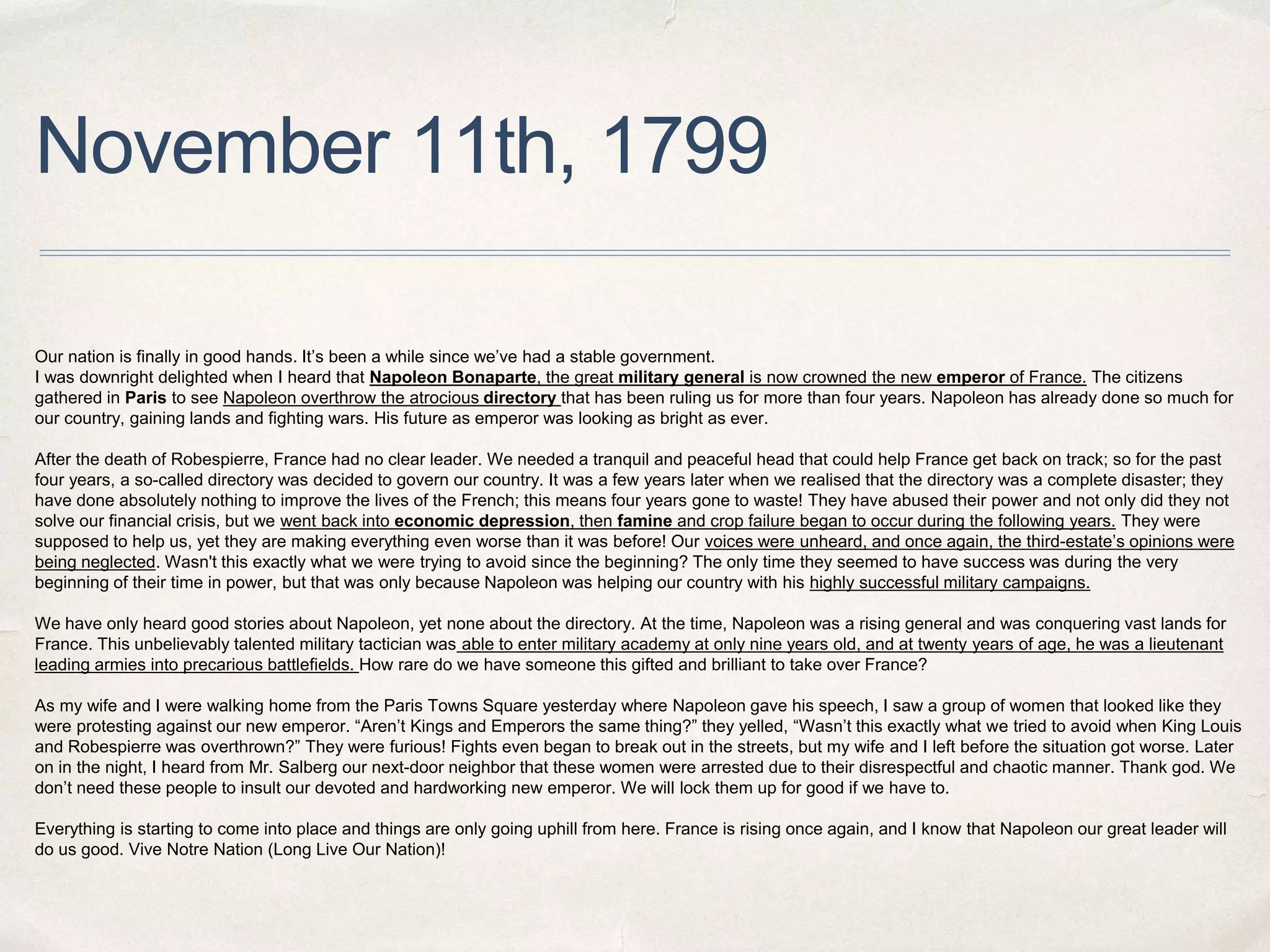 French revolution journal entries | PPTX
