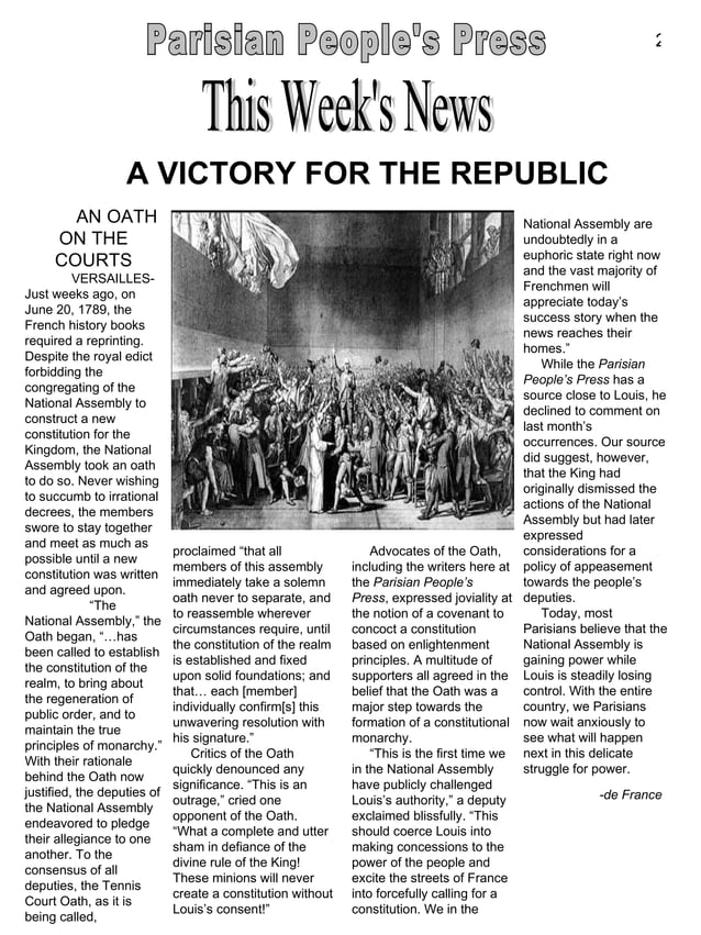 French revolution project the parisian people's press | PPT | Civic ...