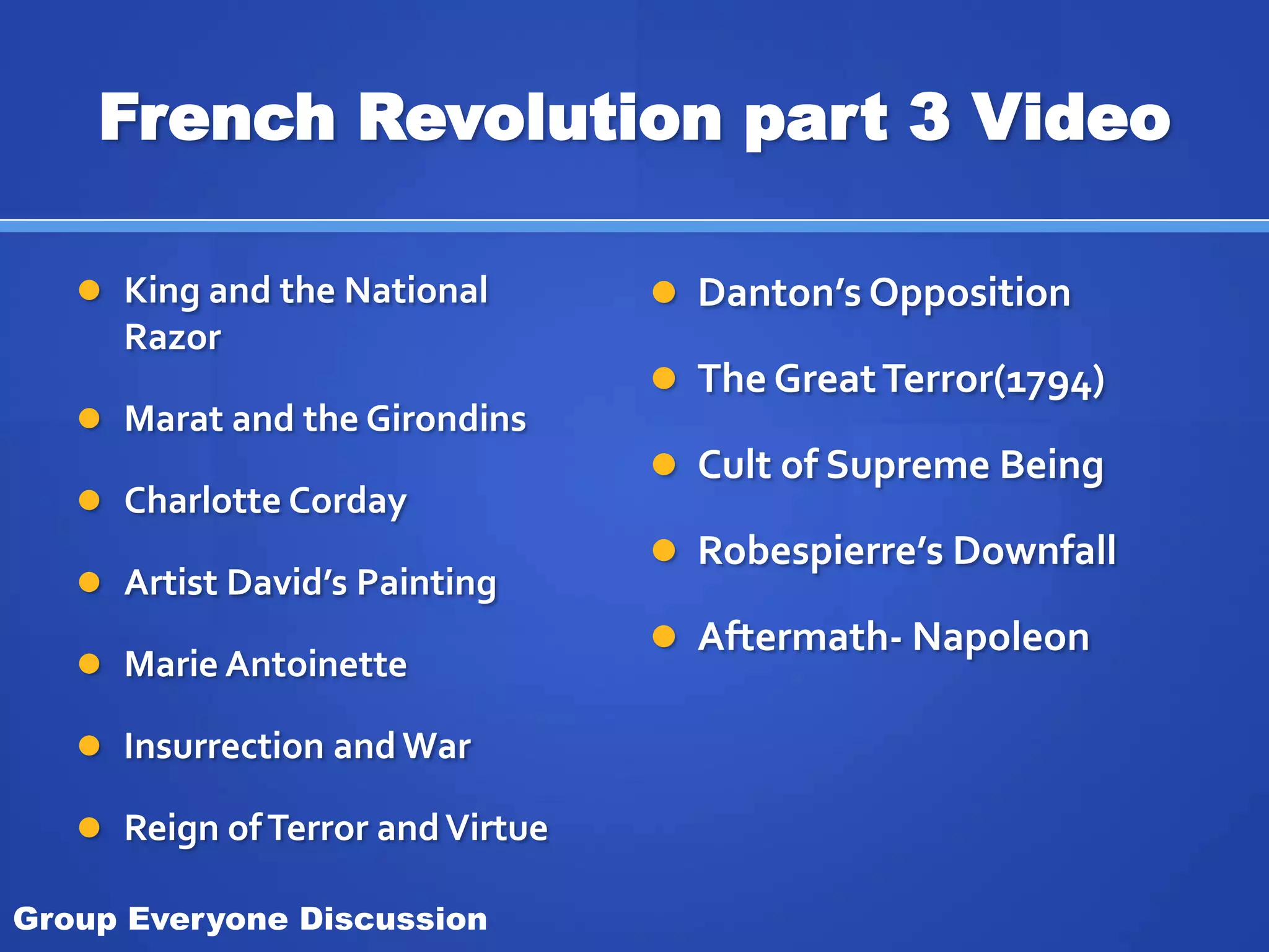 Lesson 8-11 French Revolution & Napoleon Video Guide | PPTX