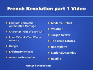 Lesson 8-11 French Revolution & Napoleon Video Guide | PPTX