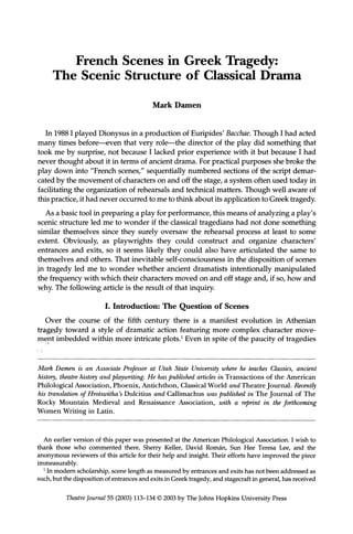 French scenes in greek tragedy, by mark damen | PDF