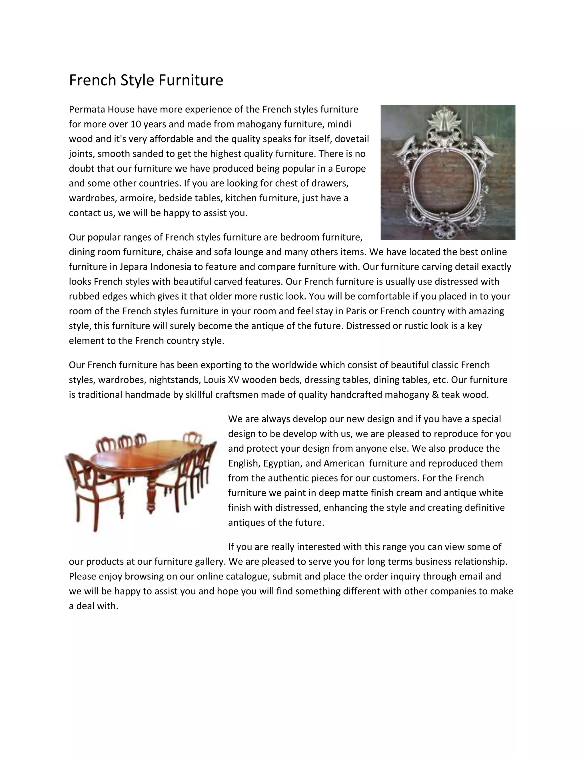 French style furniture | DOCX