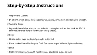 Simple Manual Instruction to cook French toast at home | PPTX