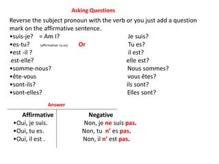 French verb etre in present tense | PPT