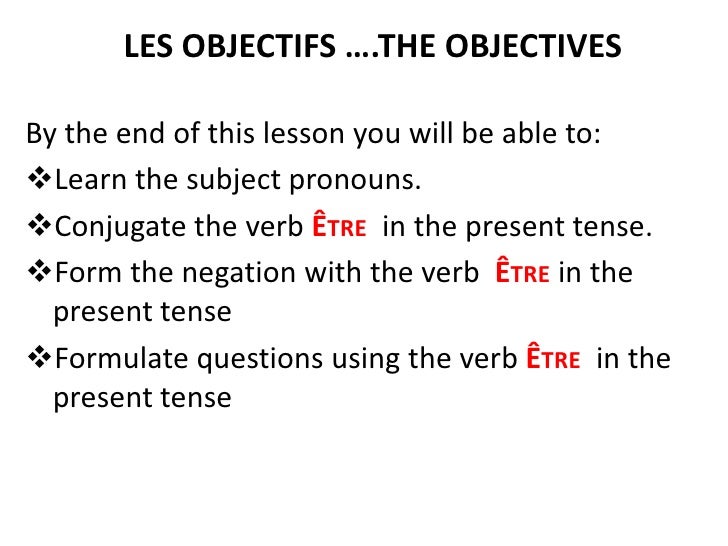 French verb etre in present tense