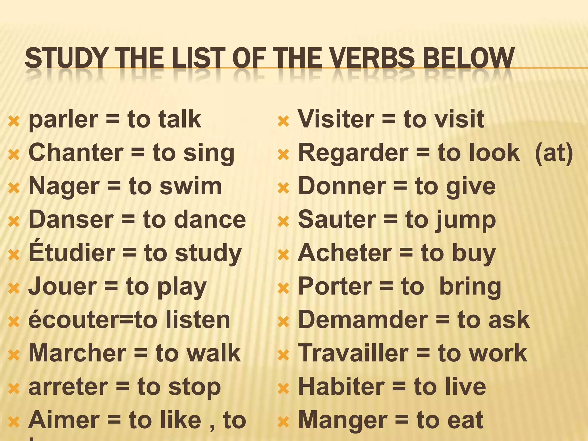 FRENCH VERB IN ER PRESENT TENSE- LESSON | PPTX